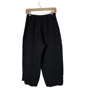 Fenini | Pants & Jumpsuits | Fenini Linen Black Wide Leg Crop Pants ...